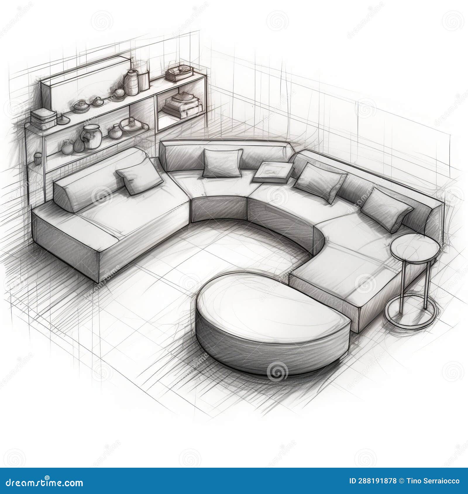 Mock Up Modular Rectangle Corner Sofa Sketch , Generated by AI Stock ...