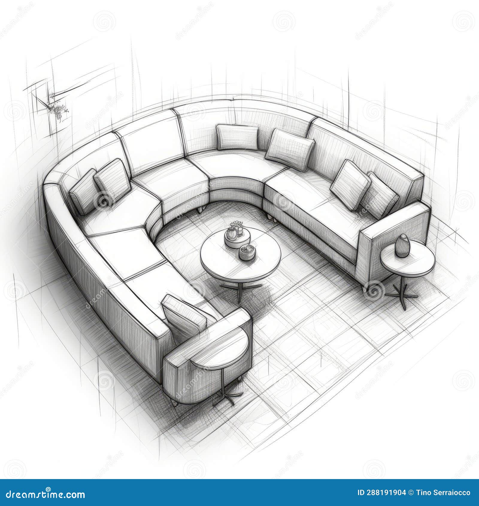 Mock Up Modular Rectangle Corner Sofa Sketch , Generated by AI Stock ...