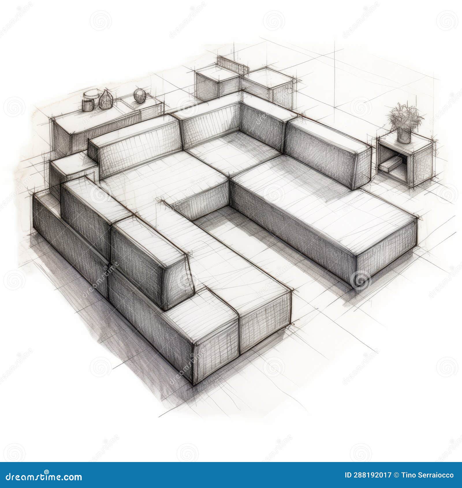 Mock Up Modular Rectangle Corner Sofa Sketch , Generated by AI Stock ...
