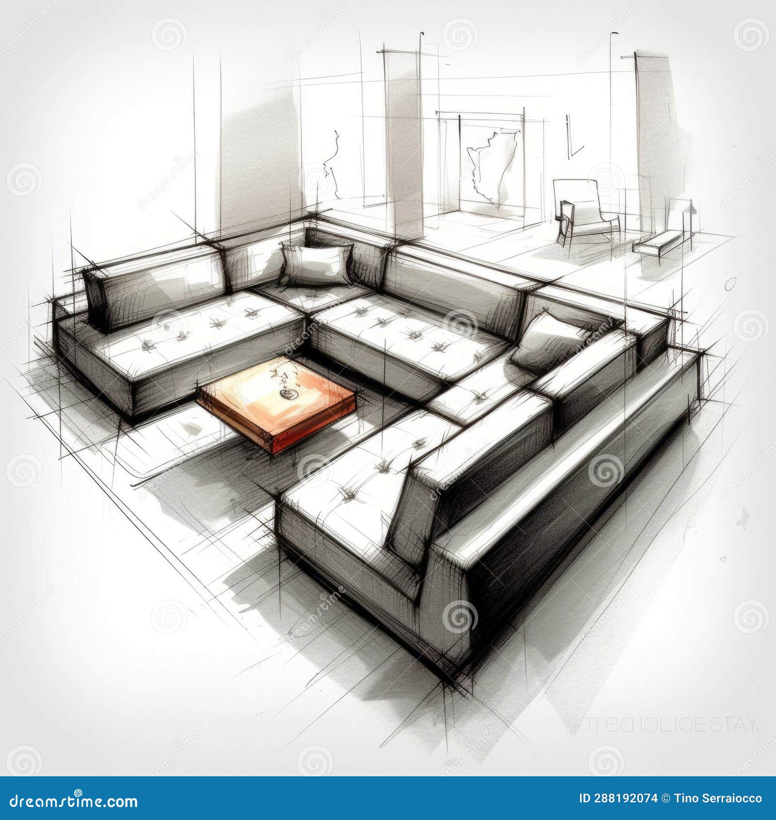 Mock Up Modular Rectangle Corner Sofa Sketch , Generated by AI Stock ...