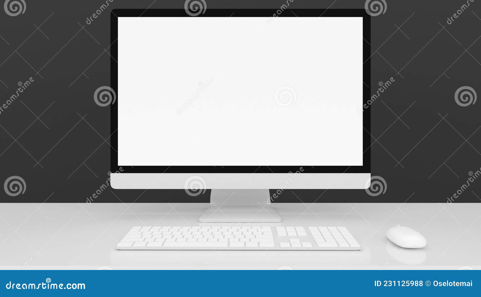 Mock Up Monitor on Black Background Stock Illustration - Illustration ...