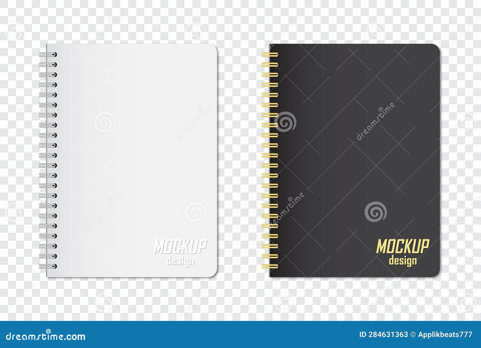 Mock Up of Notebook in Two Colors with Shadow on a Transparent ...