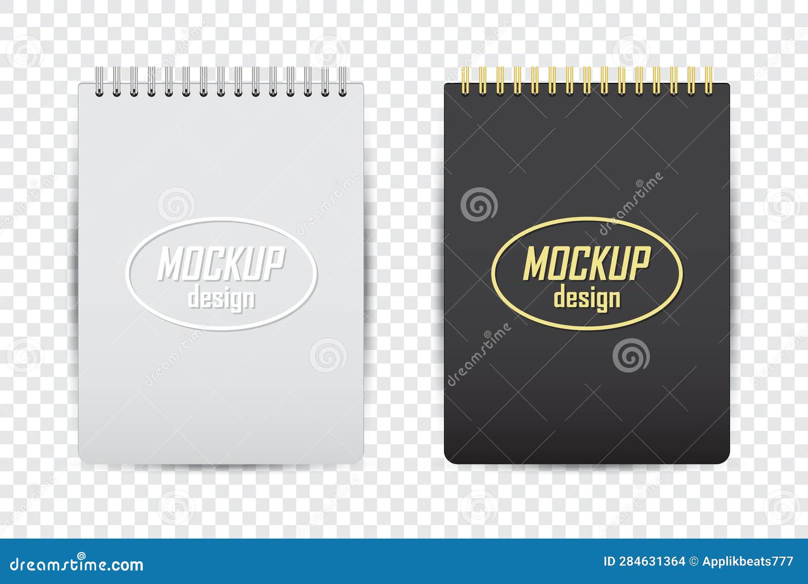 Mock Up of Notebook in Two Colors with Shadow on a Transparent ...