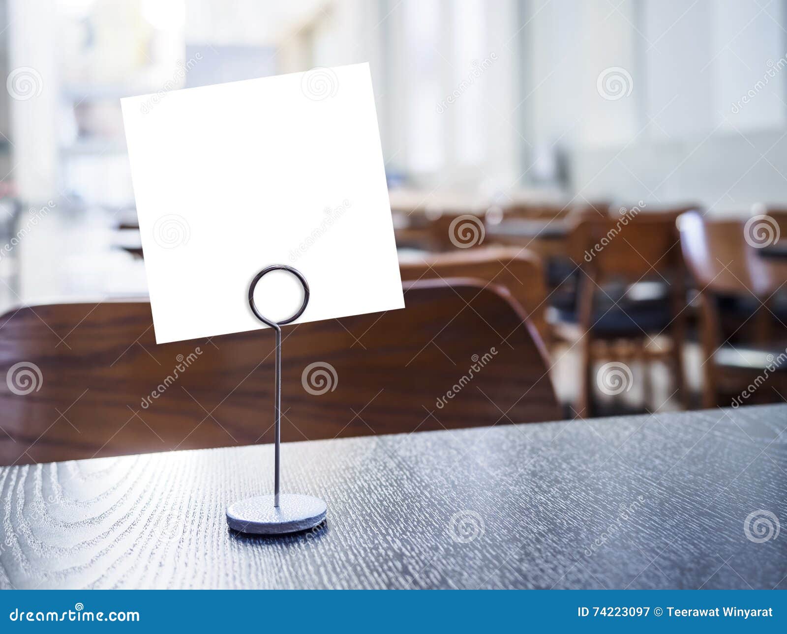 Mock Up Paper Sign on Table Restaurant Cafe Background Stock Image ...