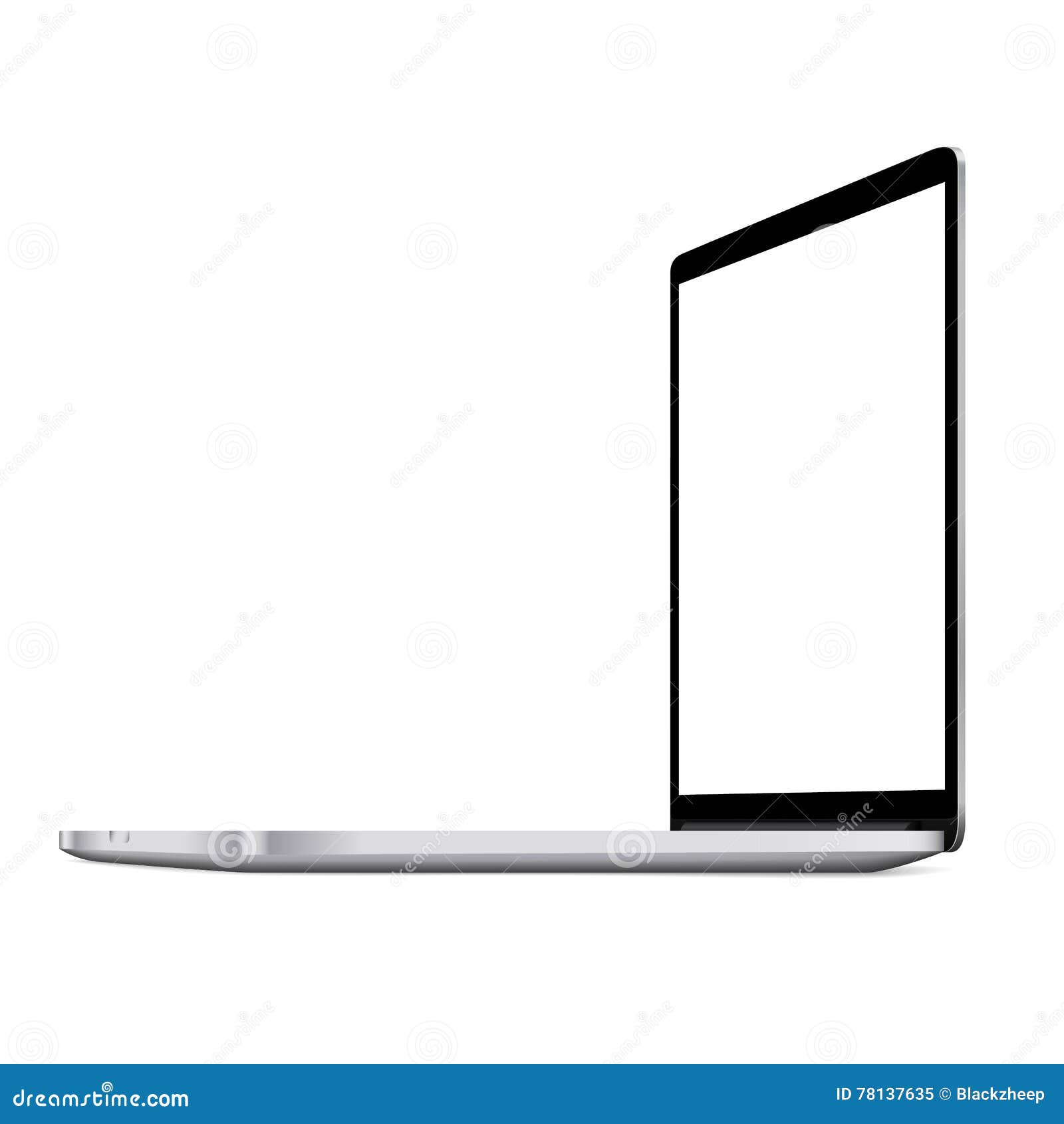 Mock Up Personal Laptop Computer Perspective View on White Vector ...