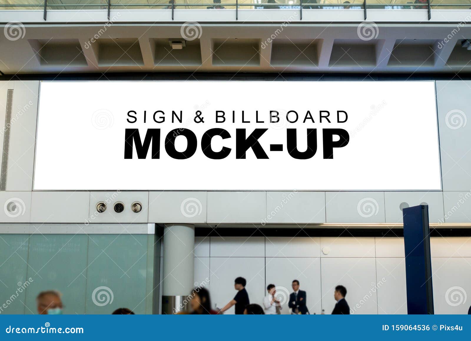 Mock Up Large Billboard on the Wall of Airport Terminal Stock Photo ...
