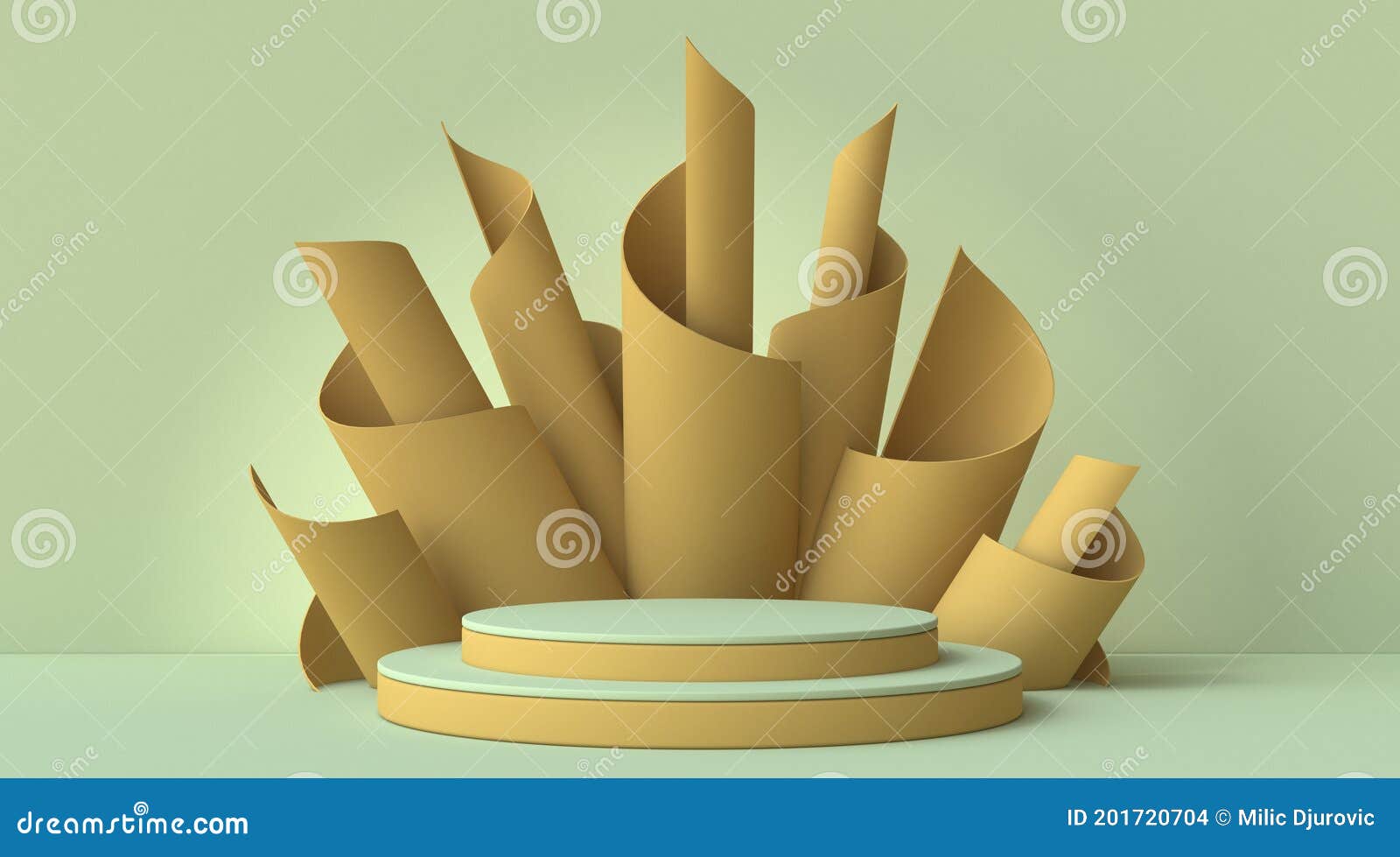 Mock Up Podium for Product Presentation with Scrolled Paper Rolls 3D ...