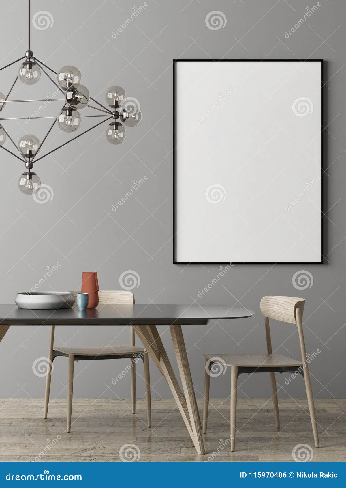 Mock Up Poster, Dinning Room Scandinavian Design, Stock Illustration ...