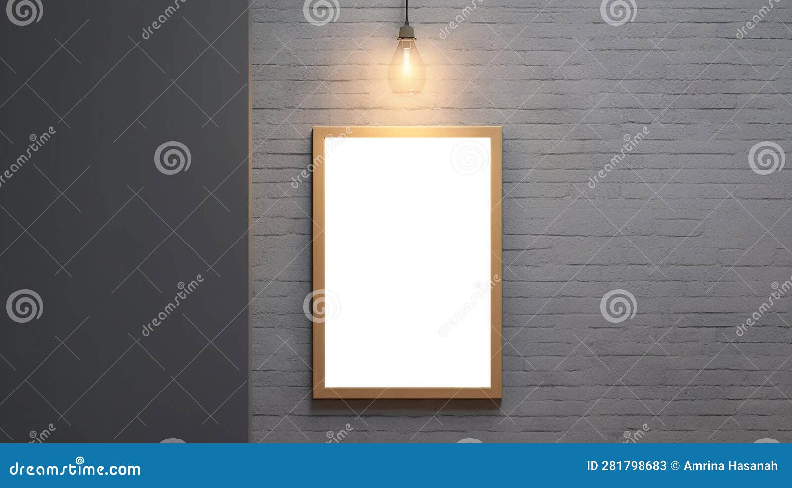 Mock Up Poster Frame with Spotlight on Wall. Generative Ai Stock ...