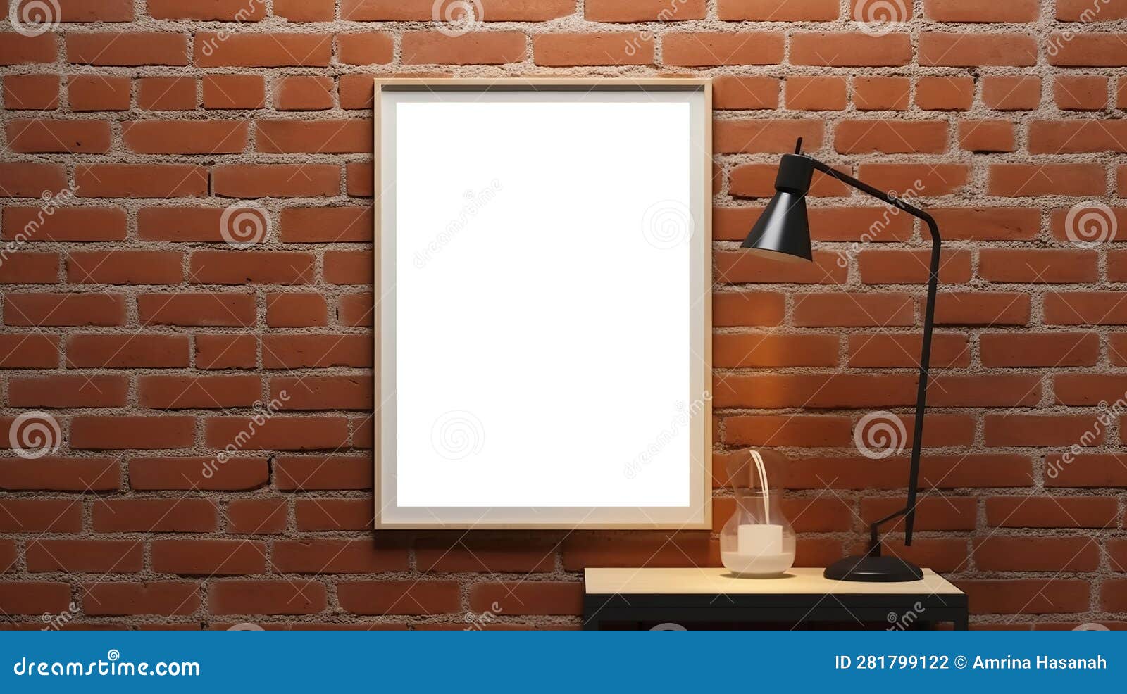 Mock Up Poster Frame with Spotlight on Wall. Generative Ai Stock ...