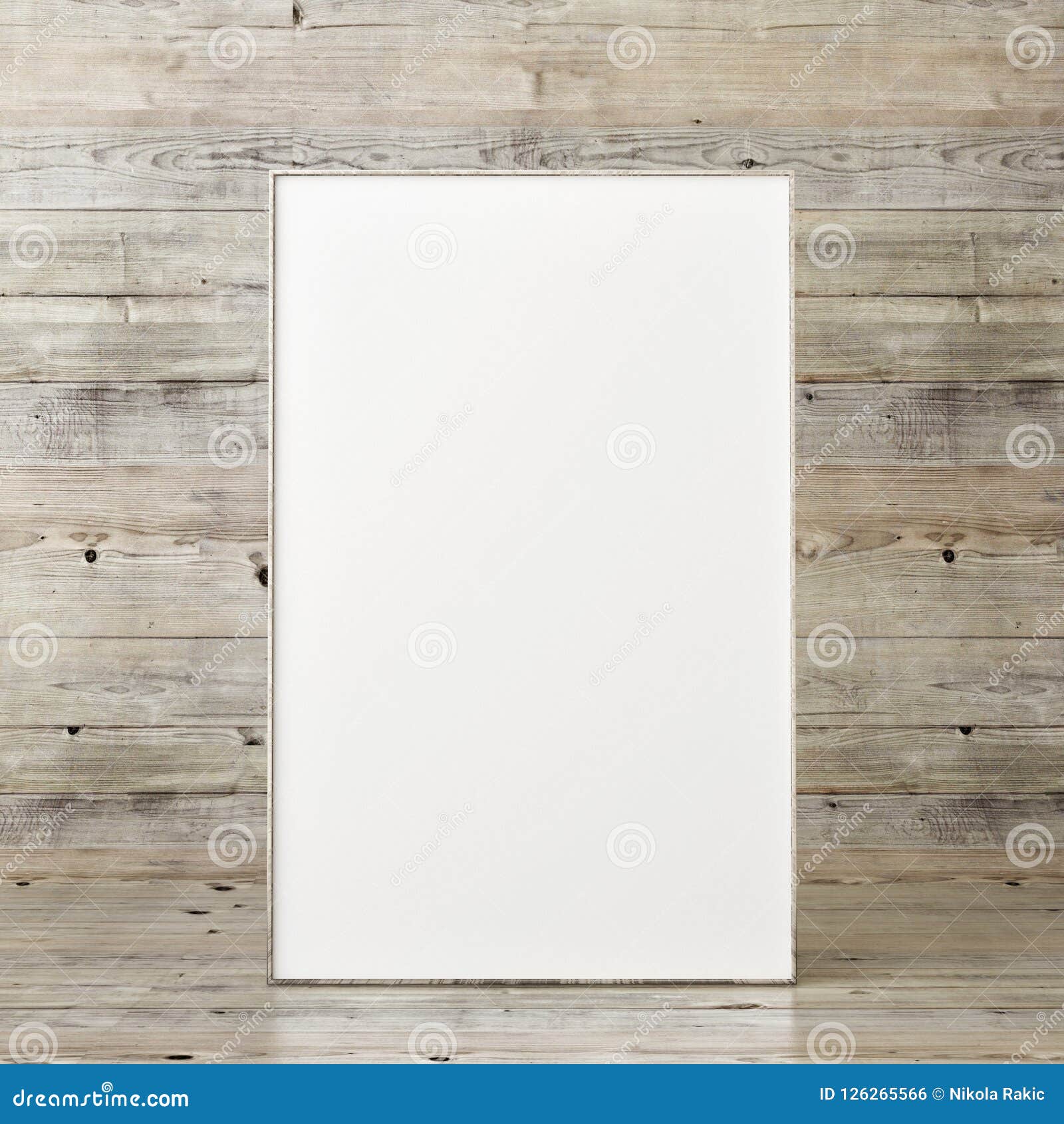 Mock Up Poster in Front of Wooden Panels Stock Illustration ...