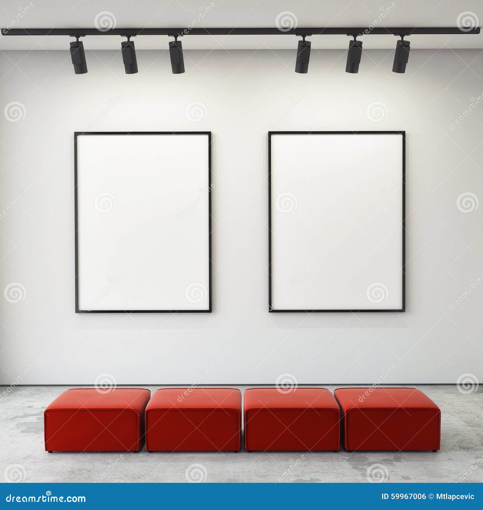 Mock Up Posters Frames and Canvas in Gallery Interior Background, Stock ...