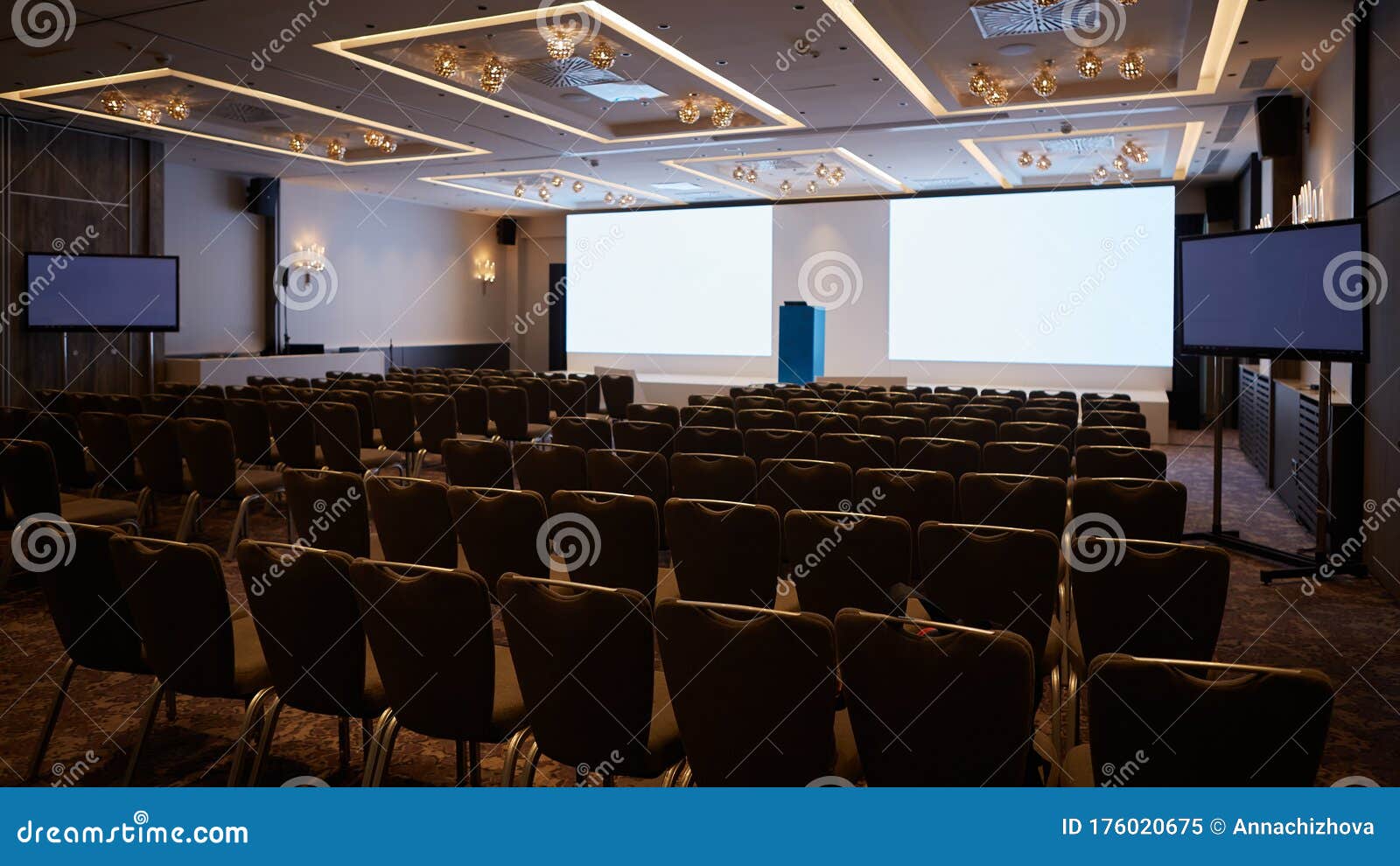 Mock Up Presentation Screen Seminar Room Interior Seat Row Business ...