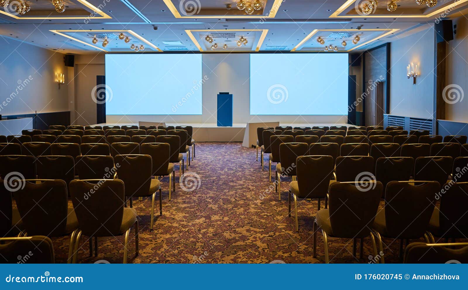 Mock Up Presentation Screen Seminar Room Interior Seat Row Business ...