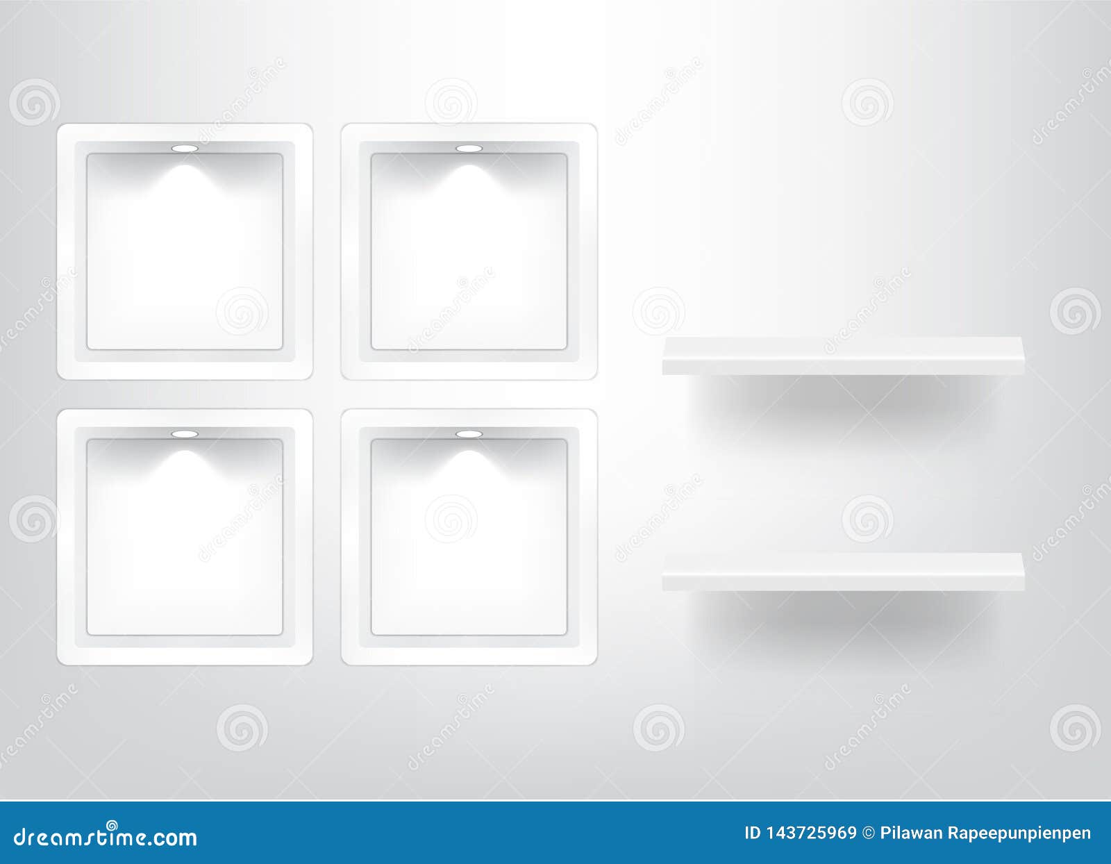 Mock Up Realistic Empty Square Shelf For Interior To Show Product With ...