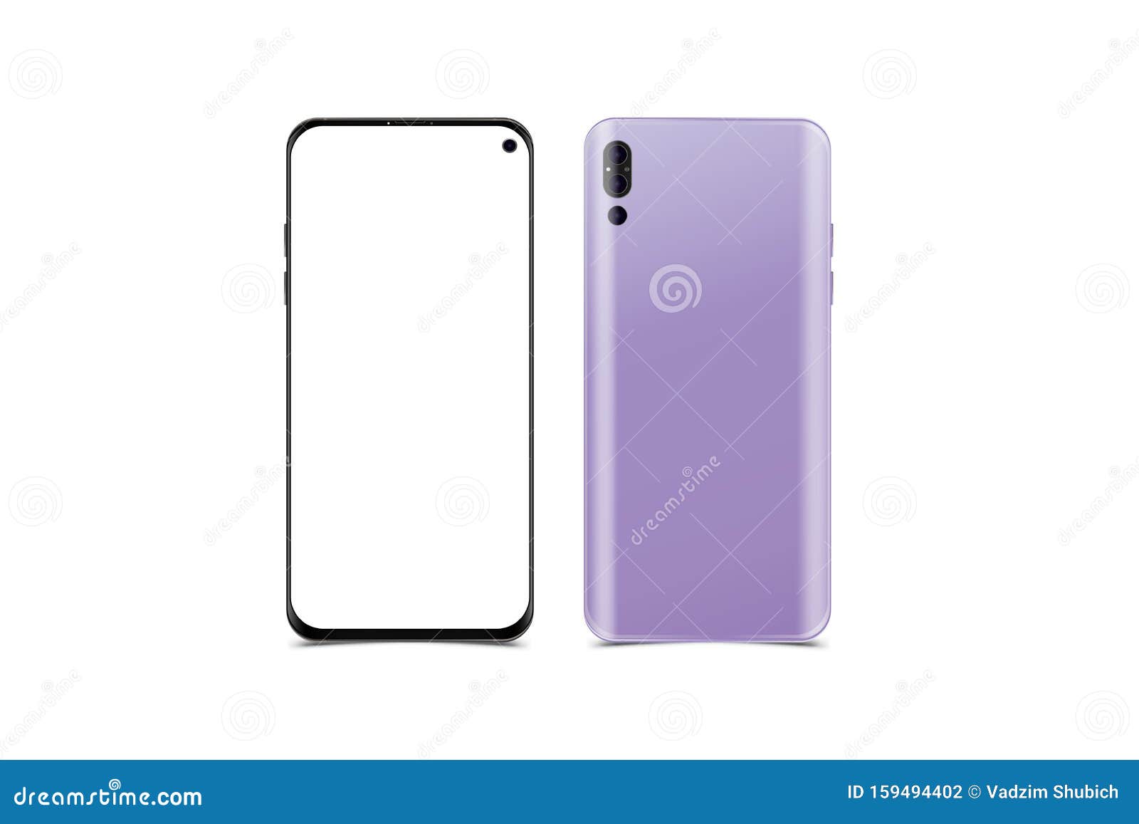 Mock-up of Realistic Smartphone. Front Side with Screen and Back Side ...