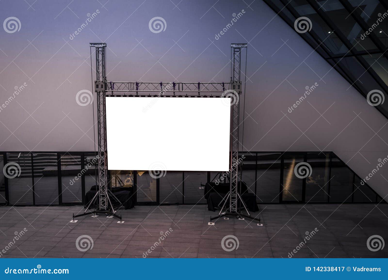 Mock Up. Rectangle Blank Temporary Display Screen Outside Near Modern ...