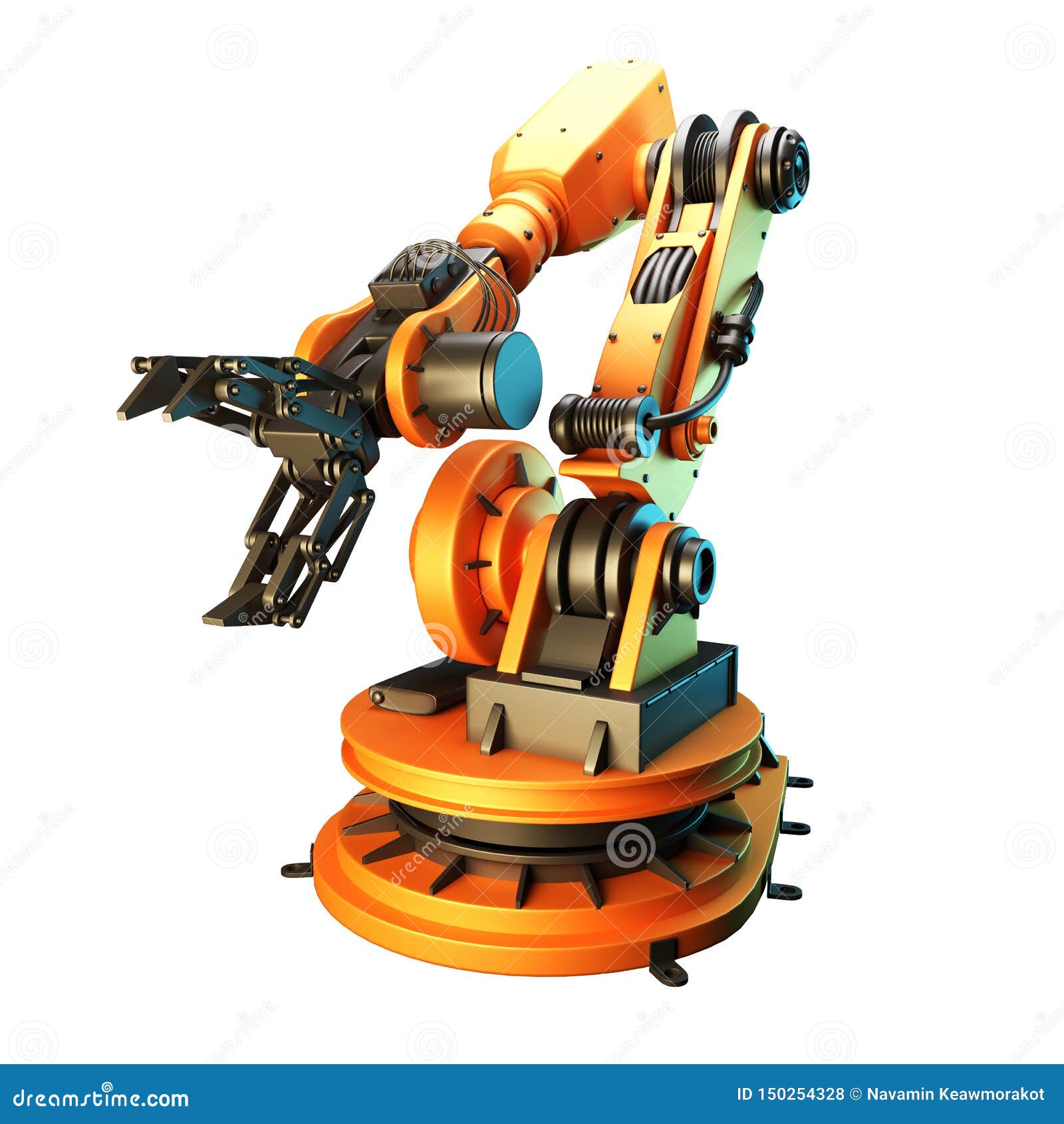 Robotic Arm on White Background. 3D Rendering Stock Photo - Image of ...