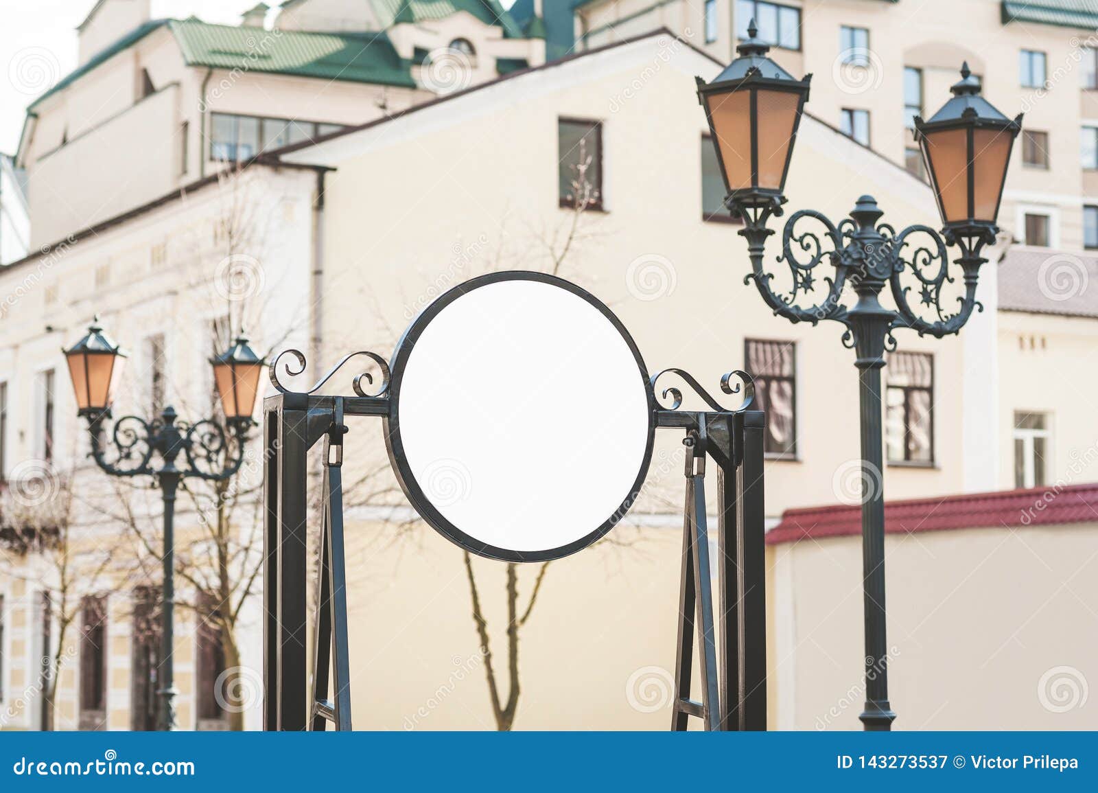 Mock Up Round Billboard on the Street Stock Image - Image of clean ...