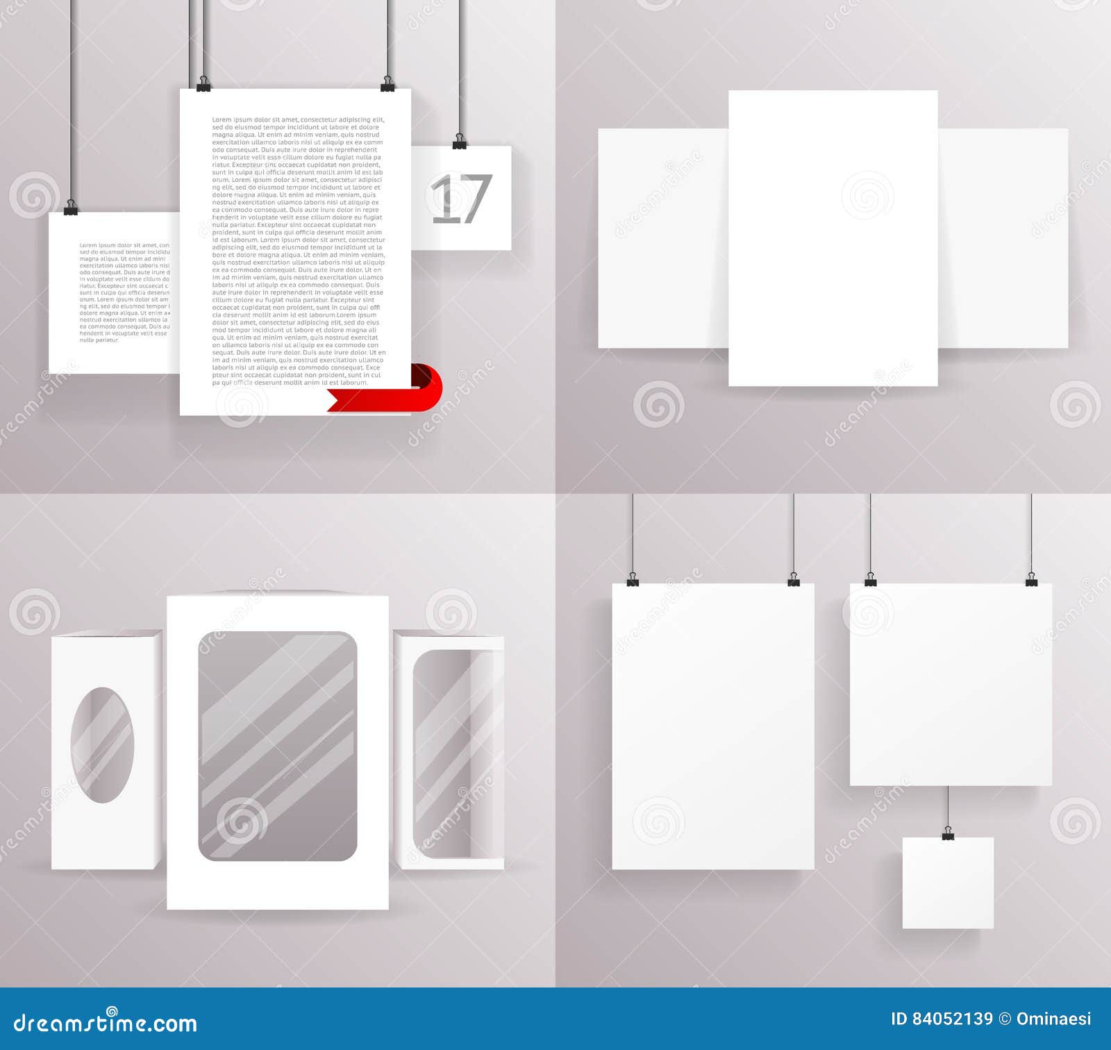 Mock Up Set Frames Boxes Paper Big Little Realistic Text Poster Icon ...