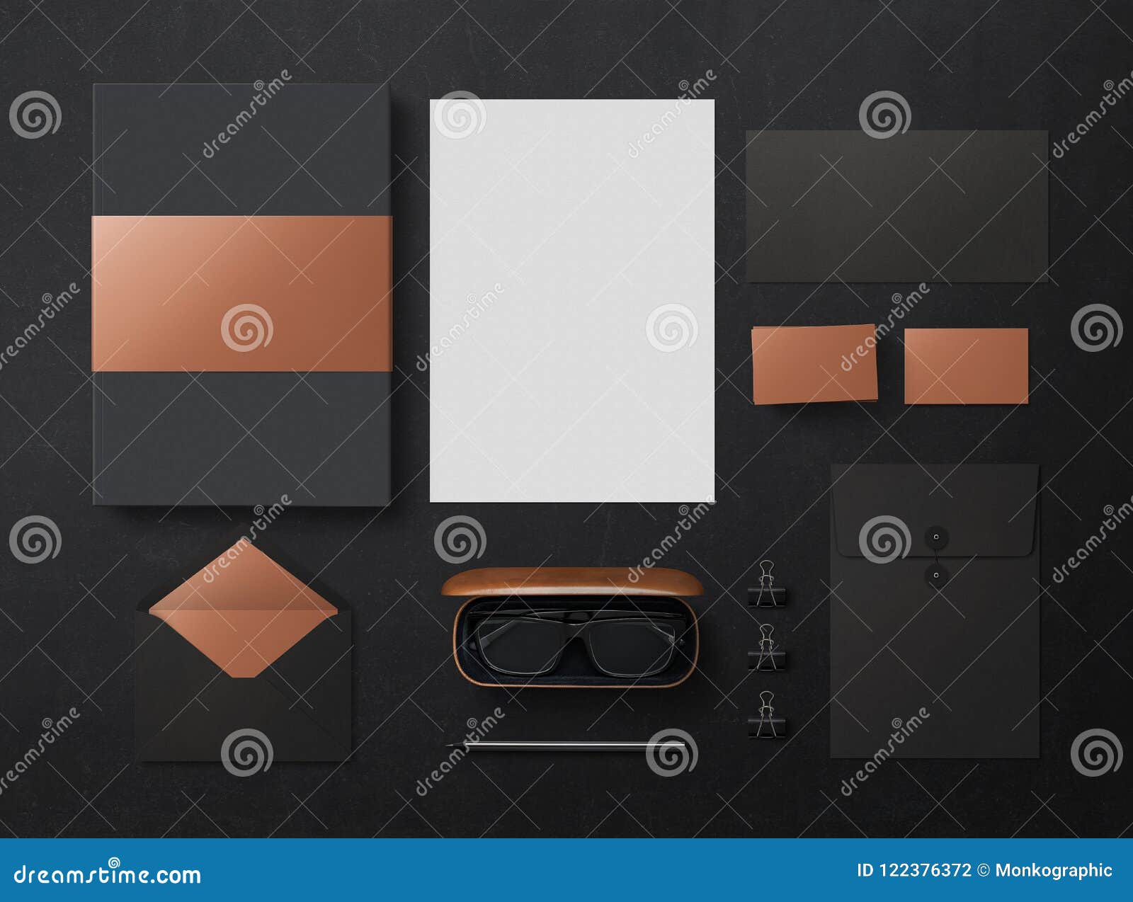 Mock Up. Set of Mock Up Elements on Black Background Stock Illustration ...