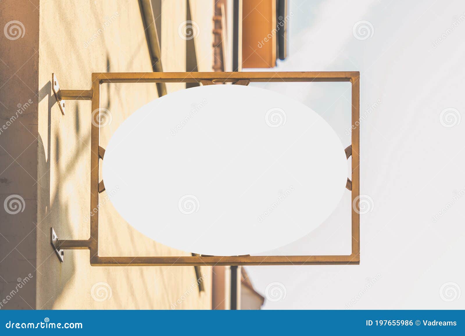 Mock Up Sign. Blank White Rounded Signage on a Building Wall Stock ...