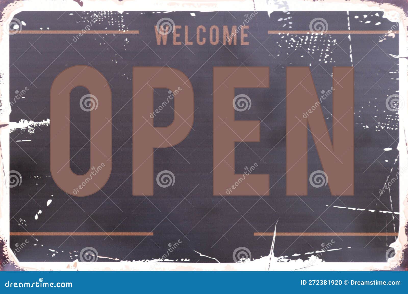 Mock Up Sign with Message Welcome OPEN on Brown Background Stock ...