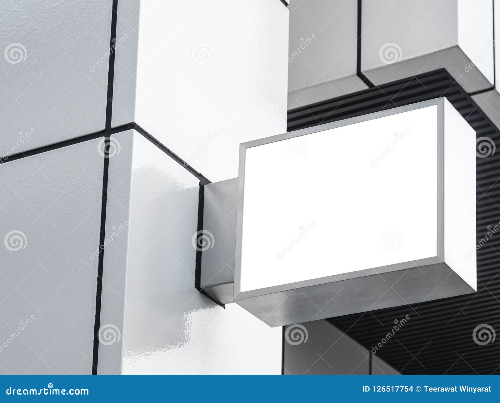 Mock Up Square Sign Modern Signage Shop Front Stock Photo - Image of ...