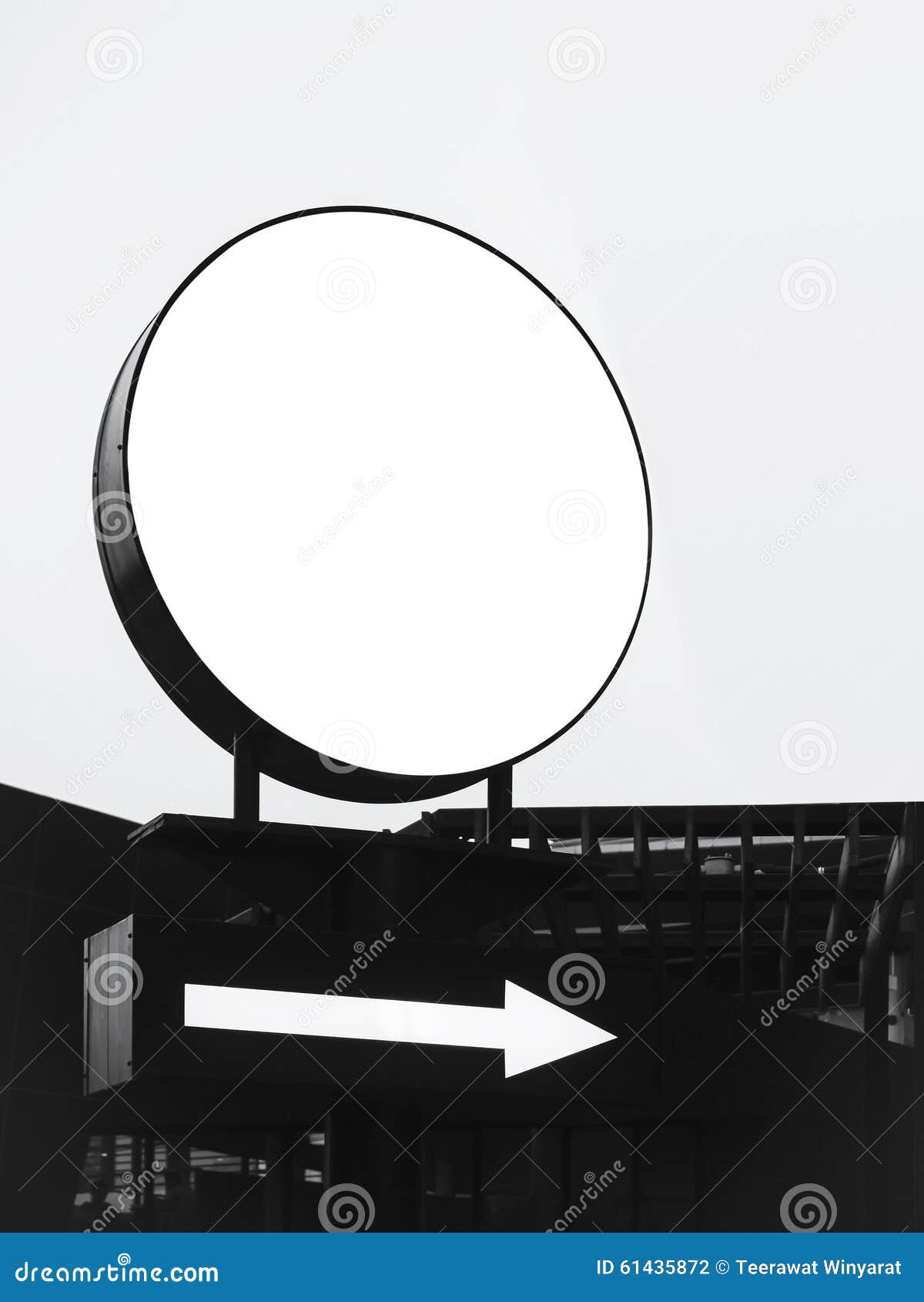 Mock Up Signage Light Box Circle Shape with Arrow Direction Sign Stock ...