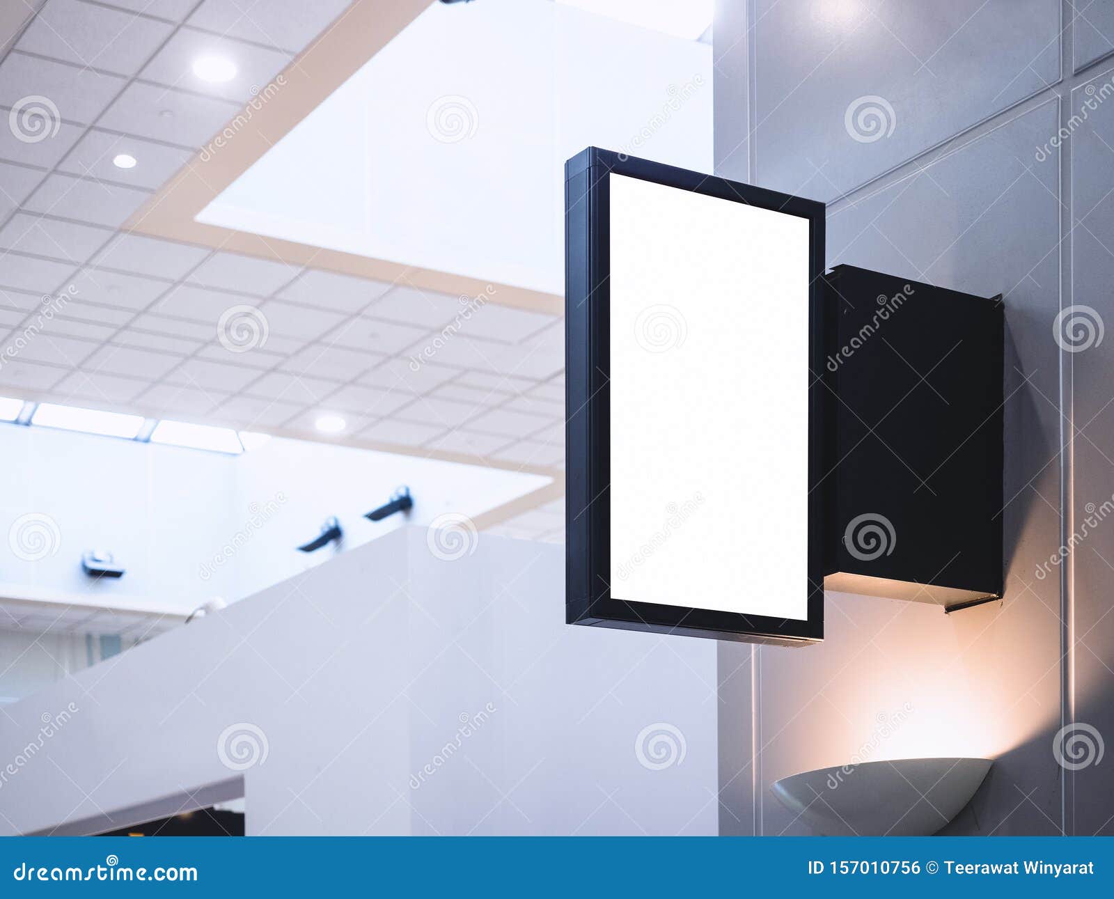 Mock Up Signboard Black Frame Square Shape Front Shop Sign Stock Photo ...