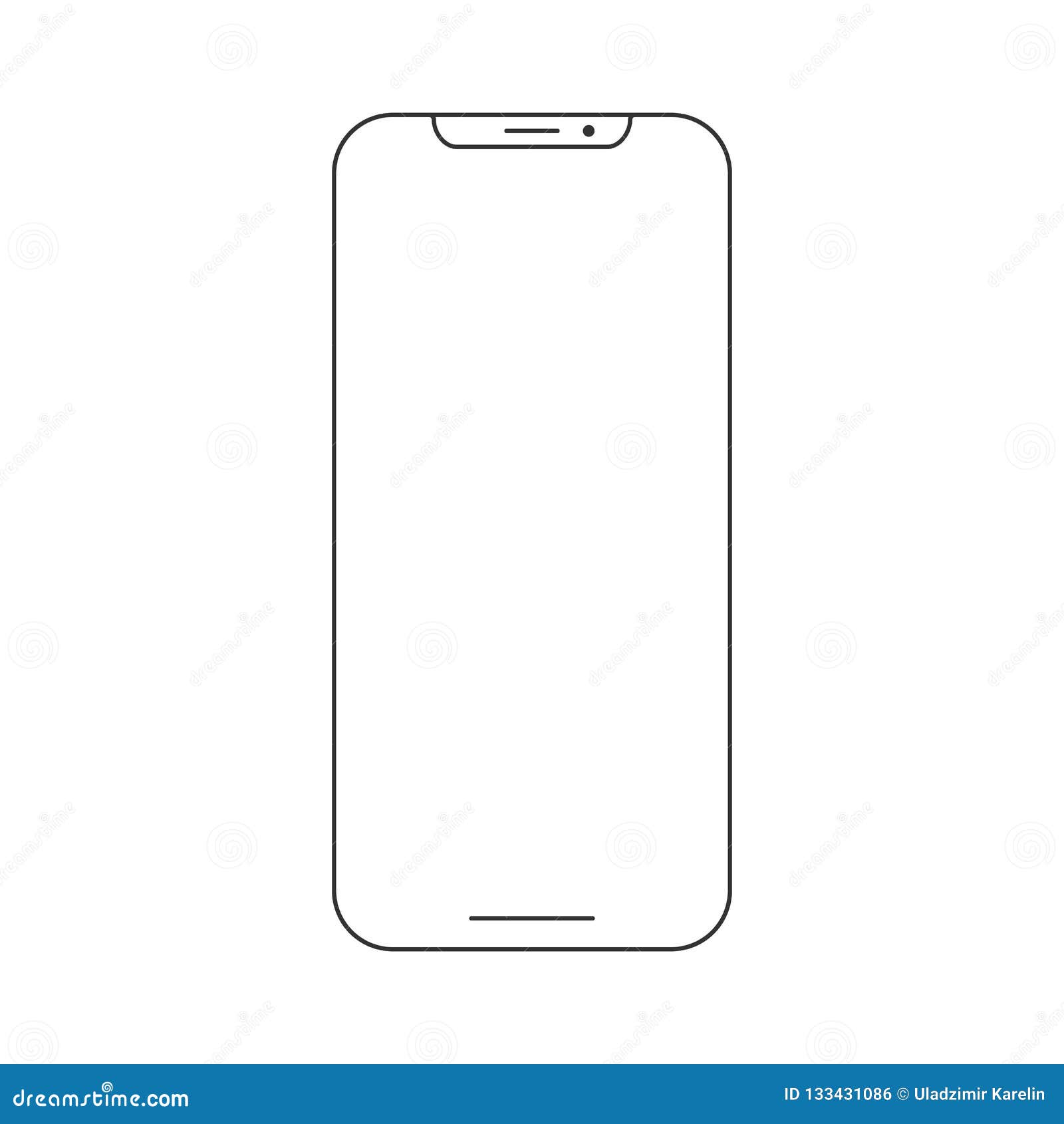 Mock Up Smartphone. New Modern Phone with Camera Cutout. Phone Blank ...