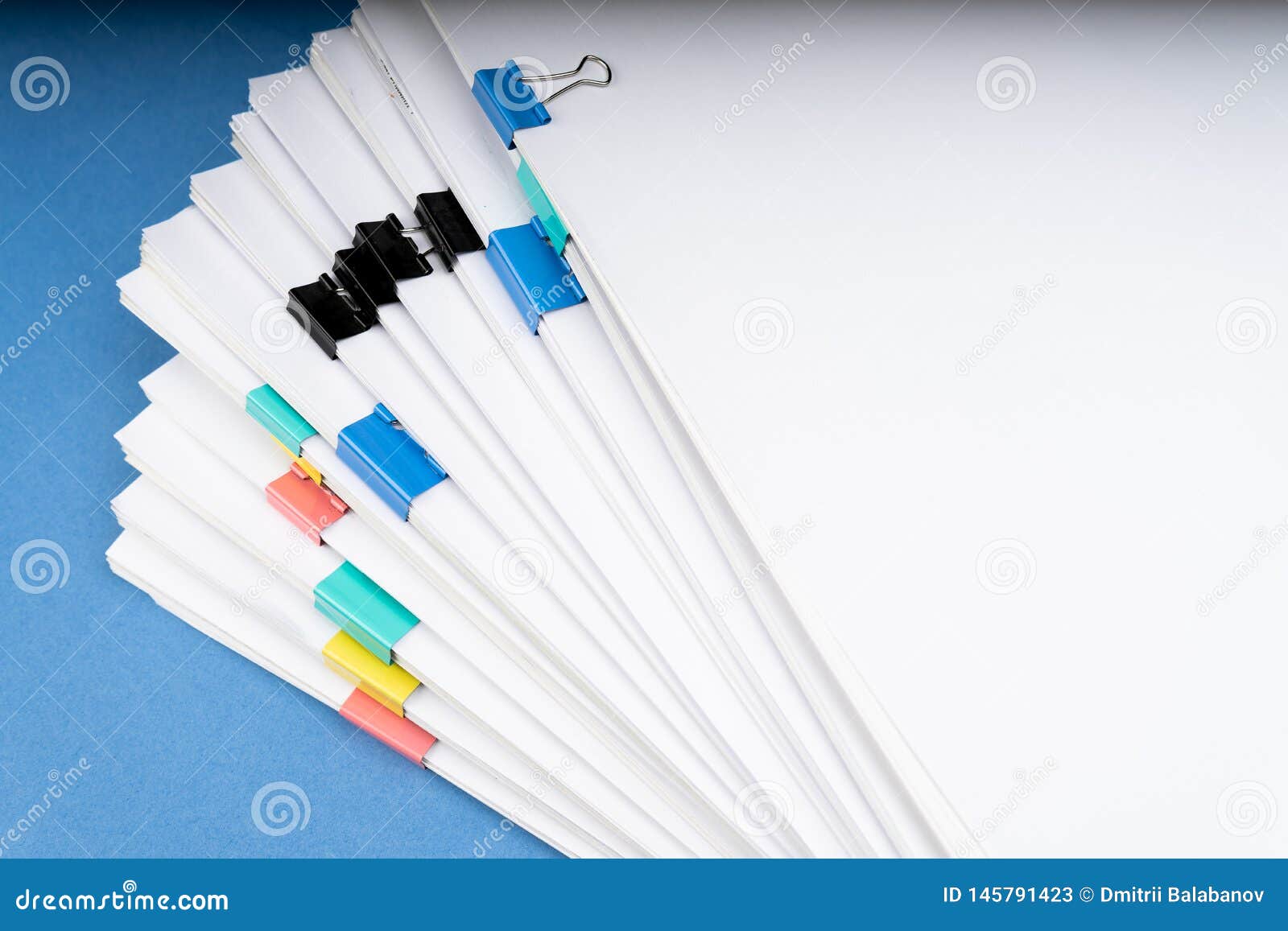 Mock Up, Stack of Papers Documents in Archives Files with Paper Clips ...