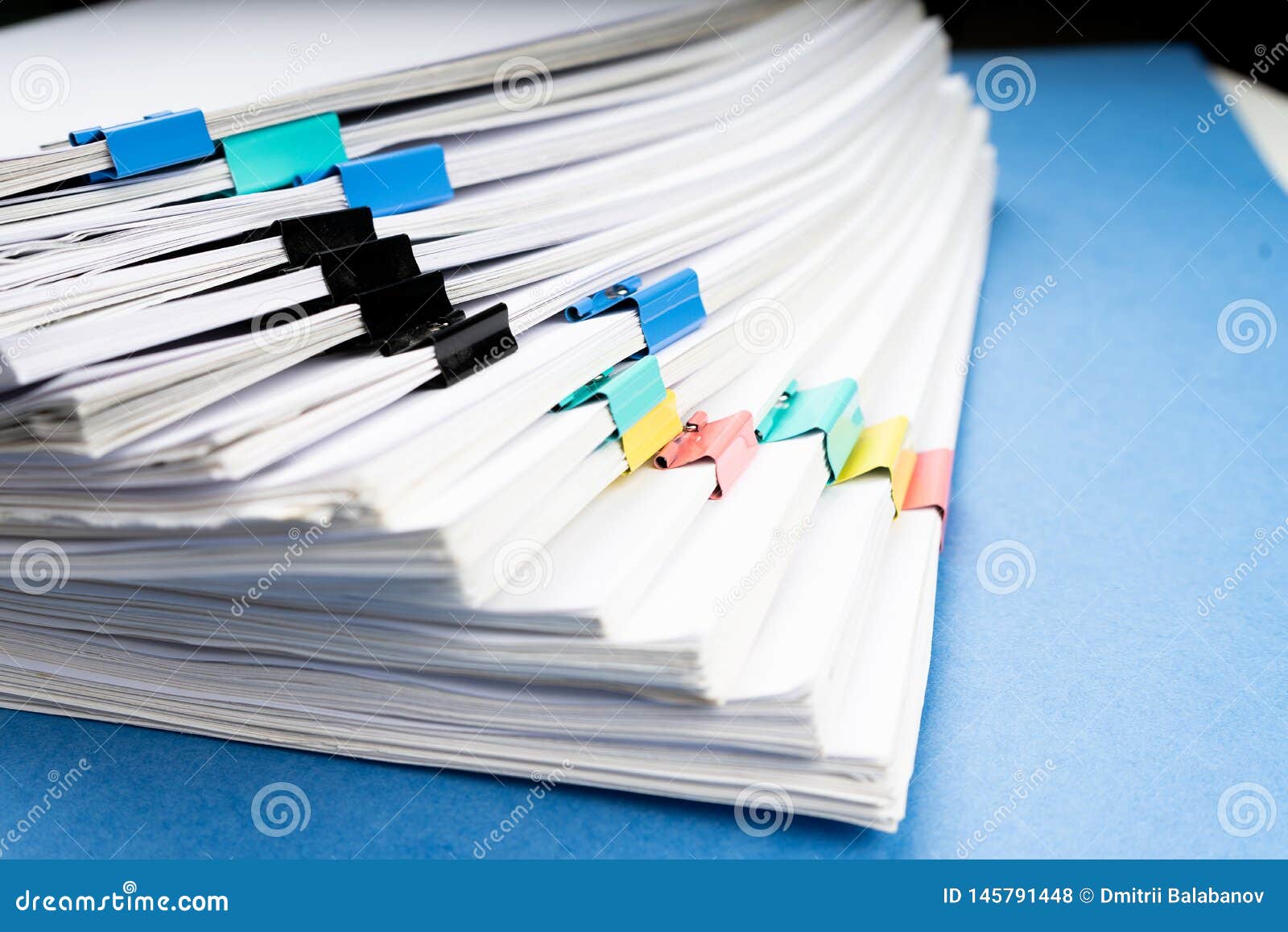 Mock Up, Stack of Papers Documents in Archives Files with Paper Clips ...