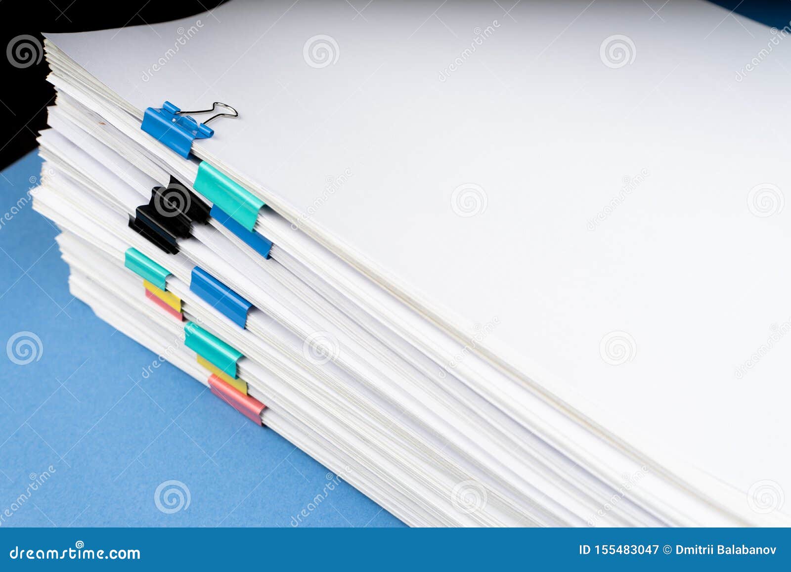 Mock Up, Stack of Papers Documents in Archives Files with Paper Clips ...