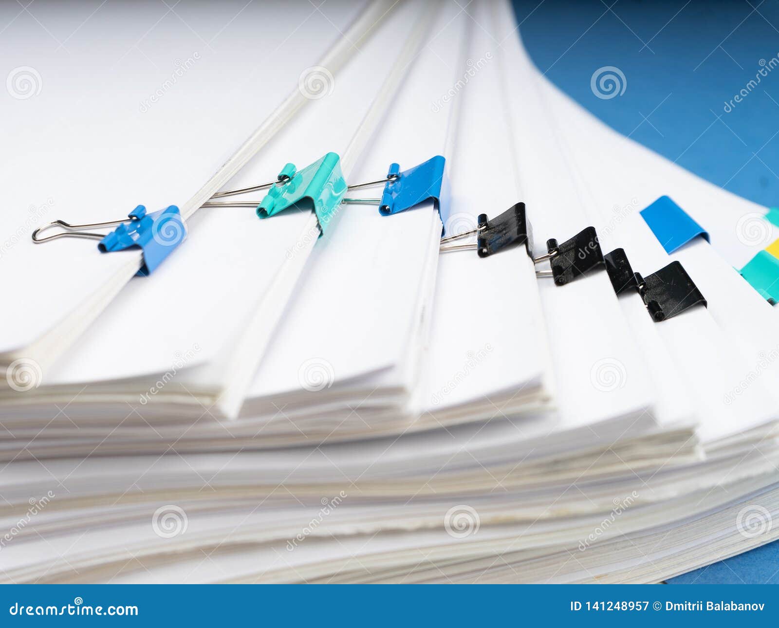 Mock Up, Stack of Papers Documents in Archives Files with Paper Clips ...