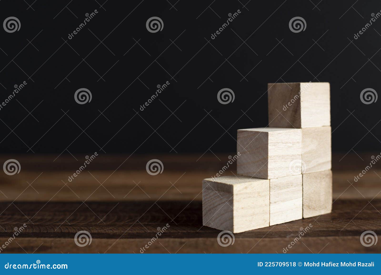 Mock Up Stacked Wooden Cube on a Table Stock Photo - Image of material ...