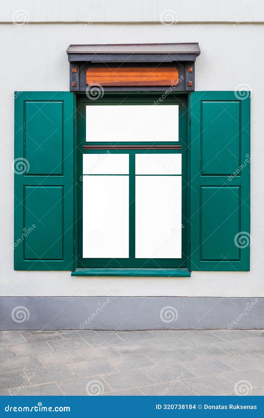 Mockup of Store Window with Green Shutters Stock Photo - Image of ...