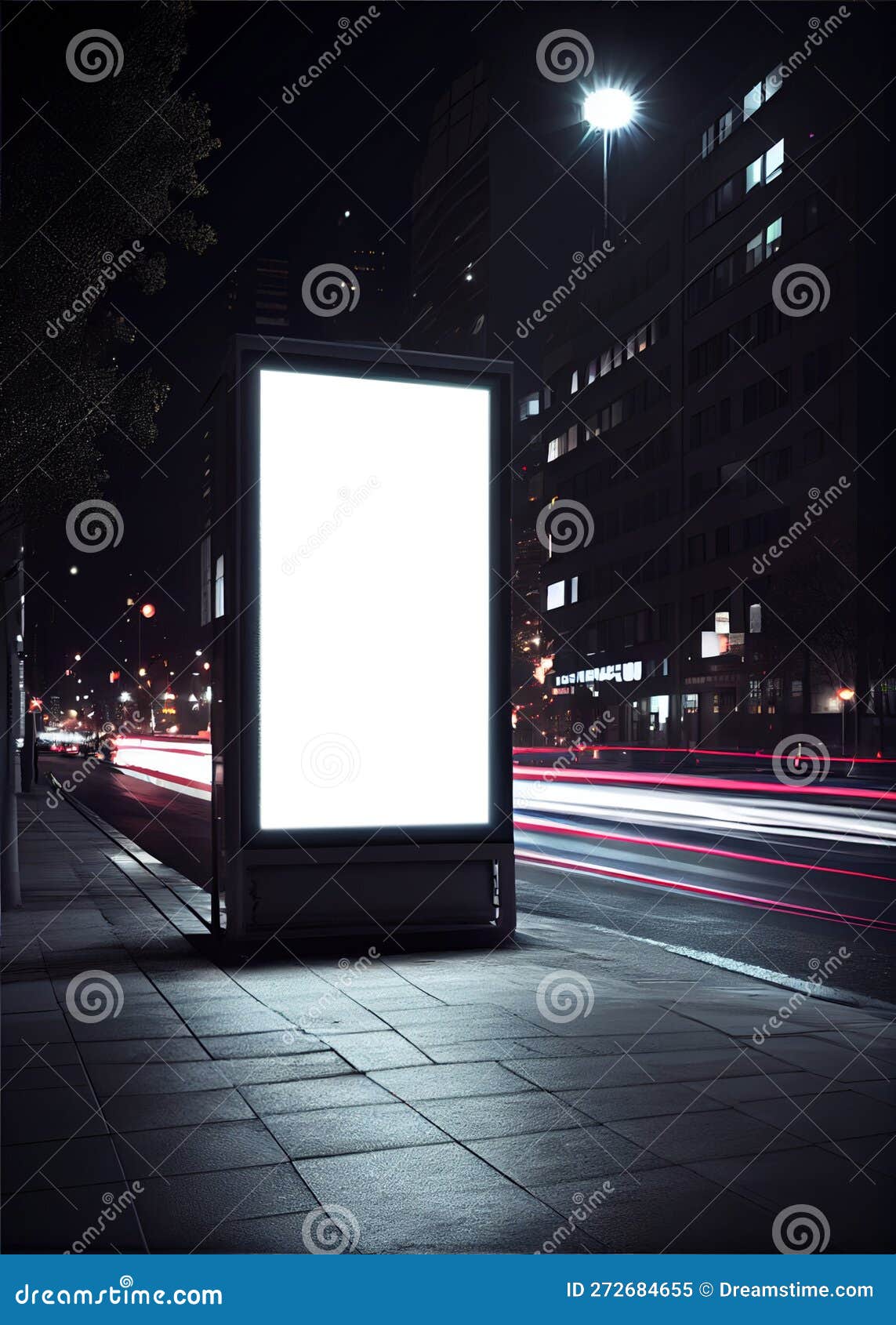 Mock-up of Template Bus Stop Lightbox at Night, AI Generated Stock ...