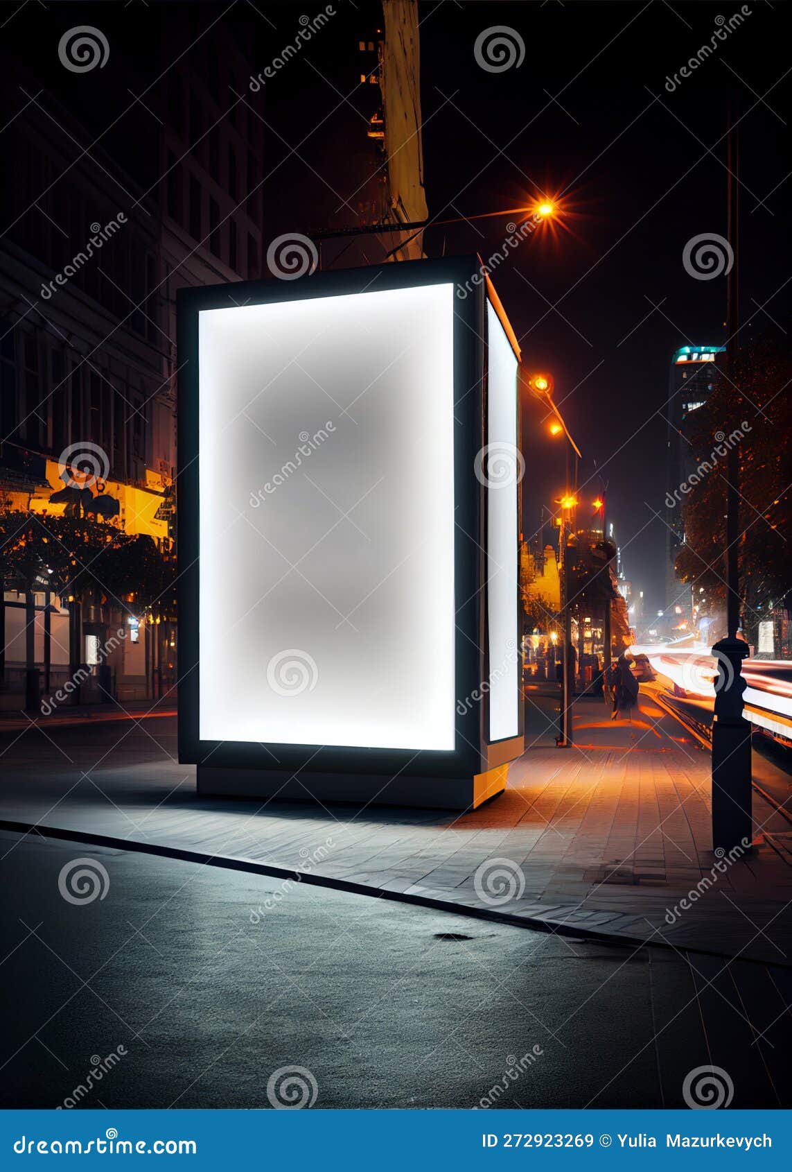 Mock-up of Template Bus Stop Lightbox at Night, AI Generated Stock ...