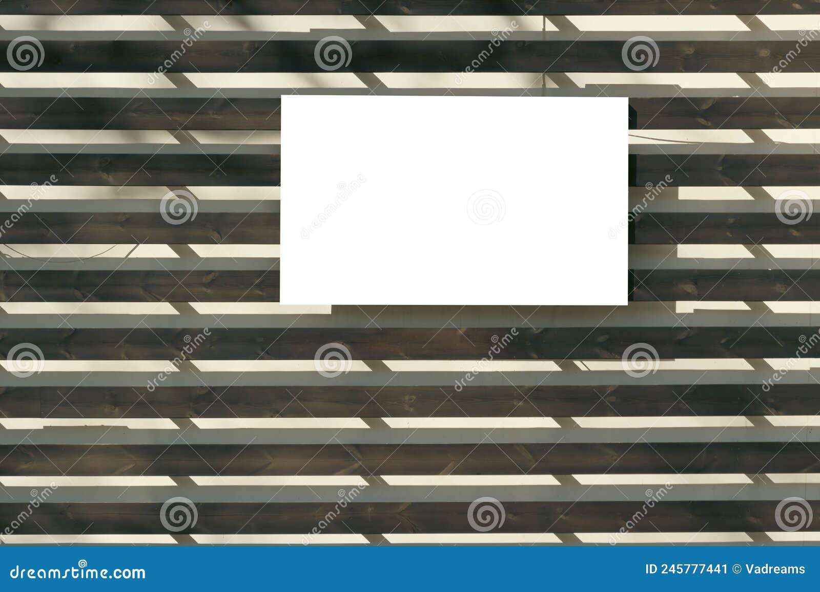 Mock Up Template. Horizontal White Blank Signboard on the Wall Outdoors ...