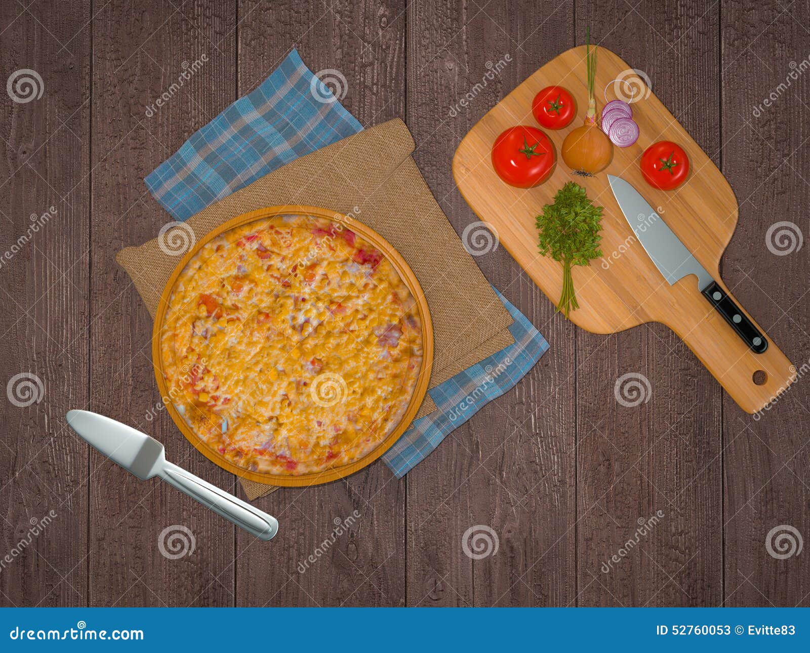 Mock Up Template Pizza on a Wooden Table. Stock Image - Image of ...