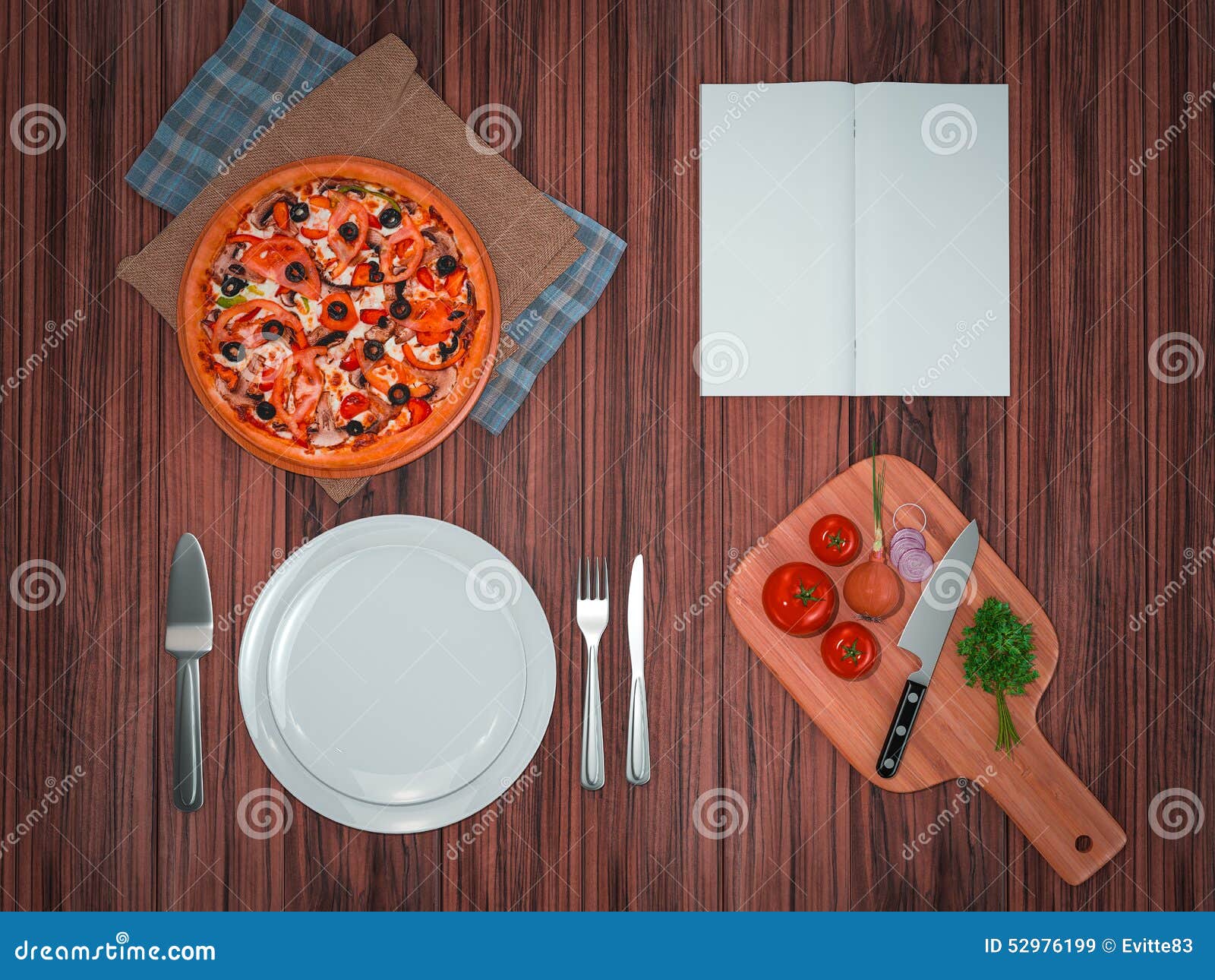 Mock Up Template Pizza on a Wooden Table. Stock Image - Image of ...