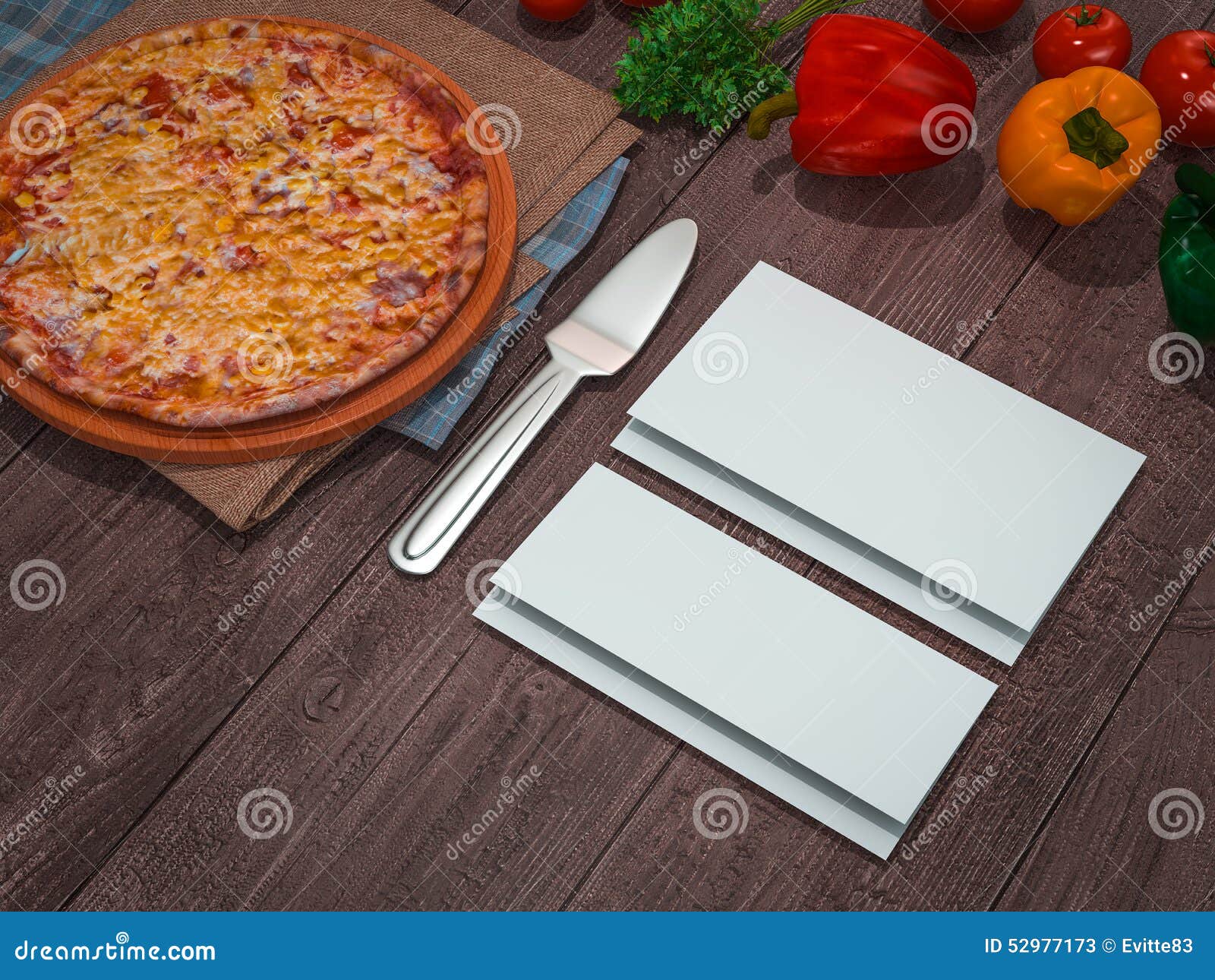 Mock Up Template Pizza on a Wooden Table. Stock Image - Image of lunch ...