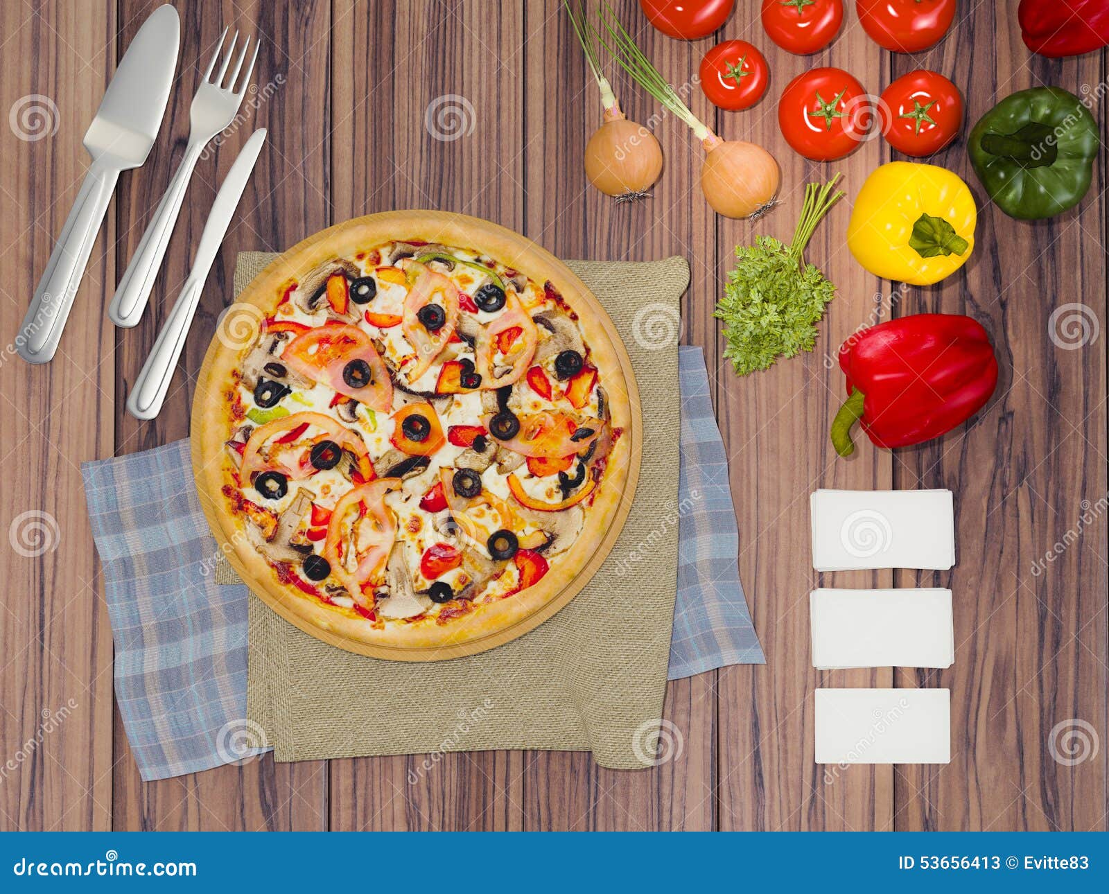 Mock Up Template Pizza on a Wooden Table. Stock Image - Image of board ...