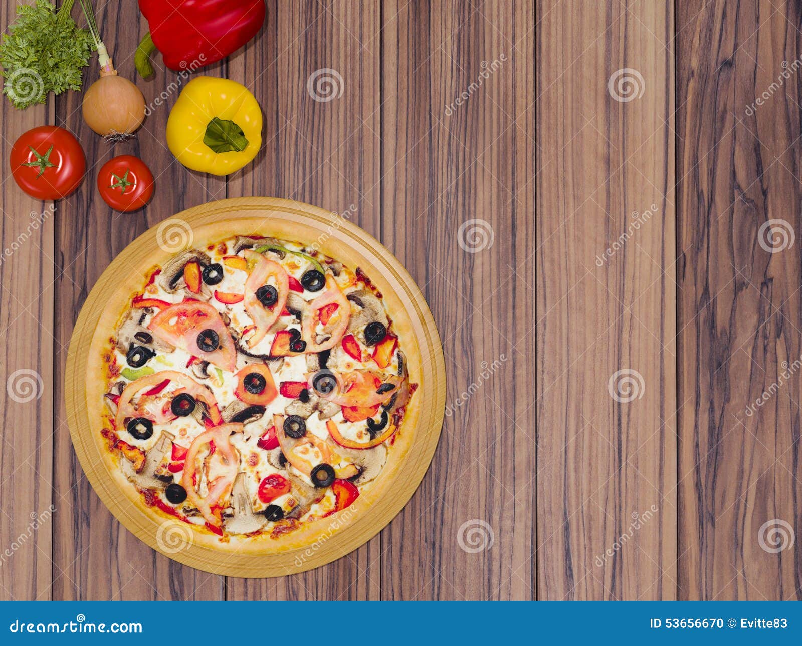 Mock Up Template Pizza on a Wooden Table. Stock Photo - Image of ...