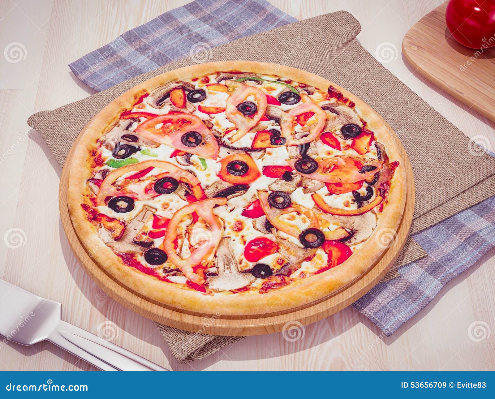 Mock Up Template Pizza on a Wooden Table. Stock Image - Image of meal ...