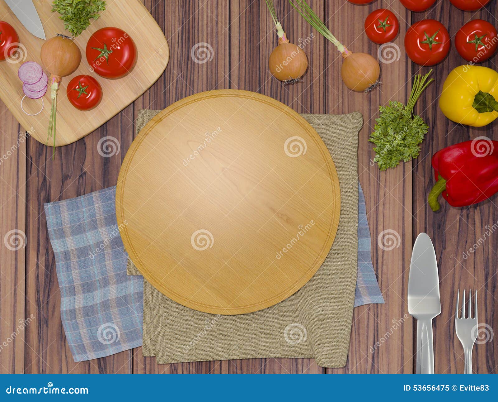 Mock Up Template Pizza on a Wooden Table. Stock Illustration ...