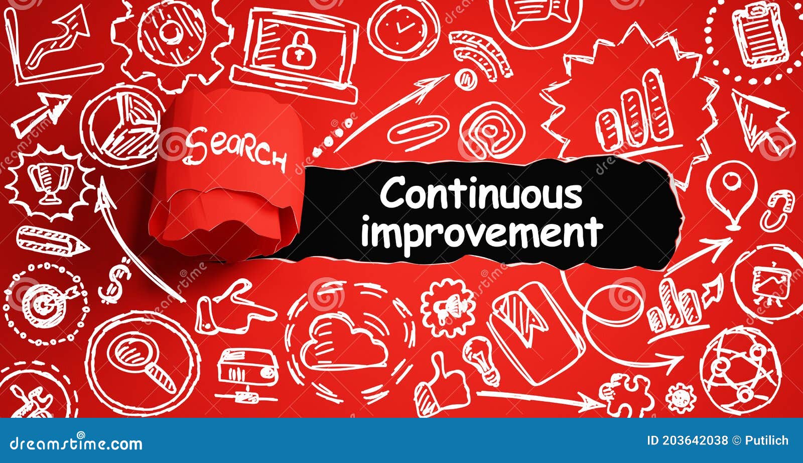 Mock Up with Torn Paper Continuous Improvement Text Stock Photo - Image ... Mock Up with Torn Paper Continuous Improvement Text Stock Photo - Image ...