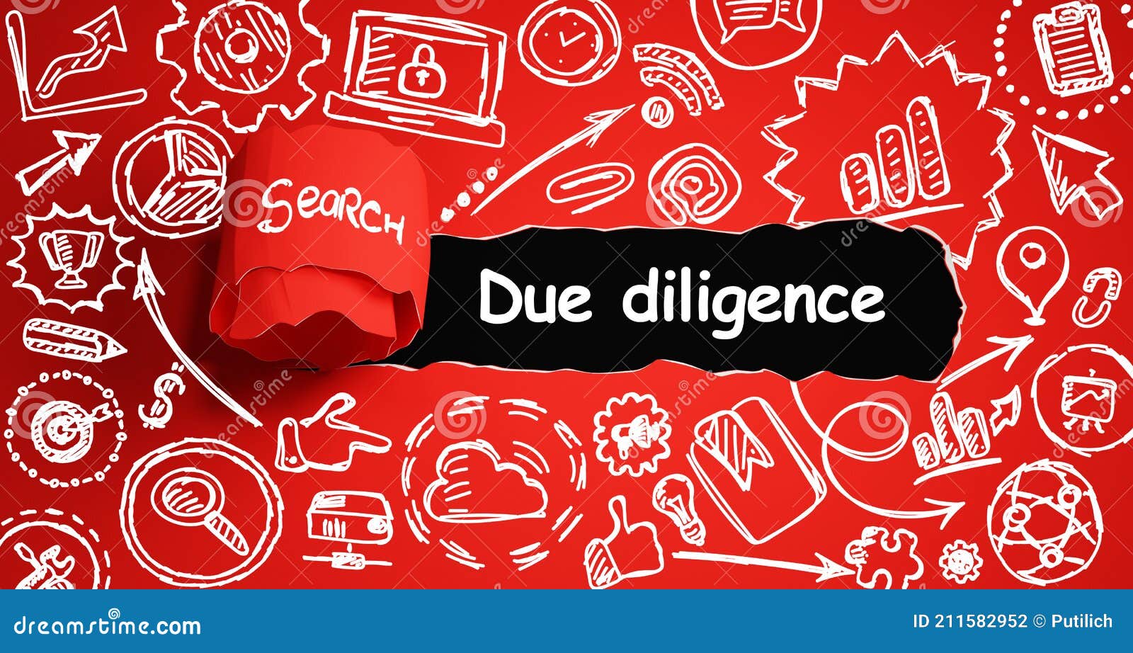 Mock Up with Torn Paper Due Diligence Text Stock Photo - Image of ...