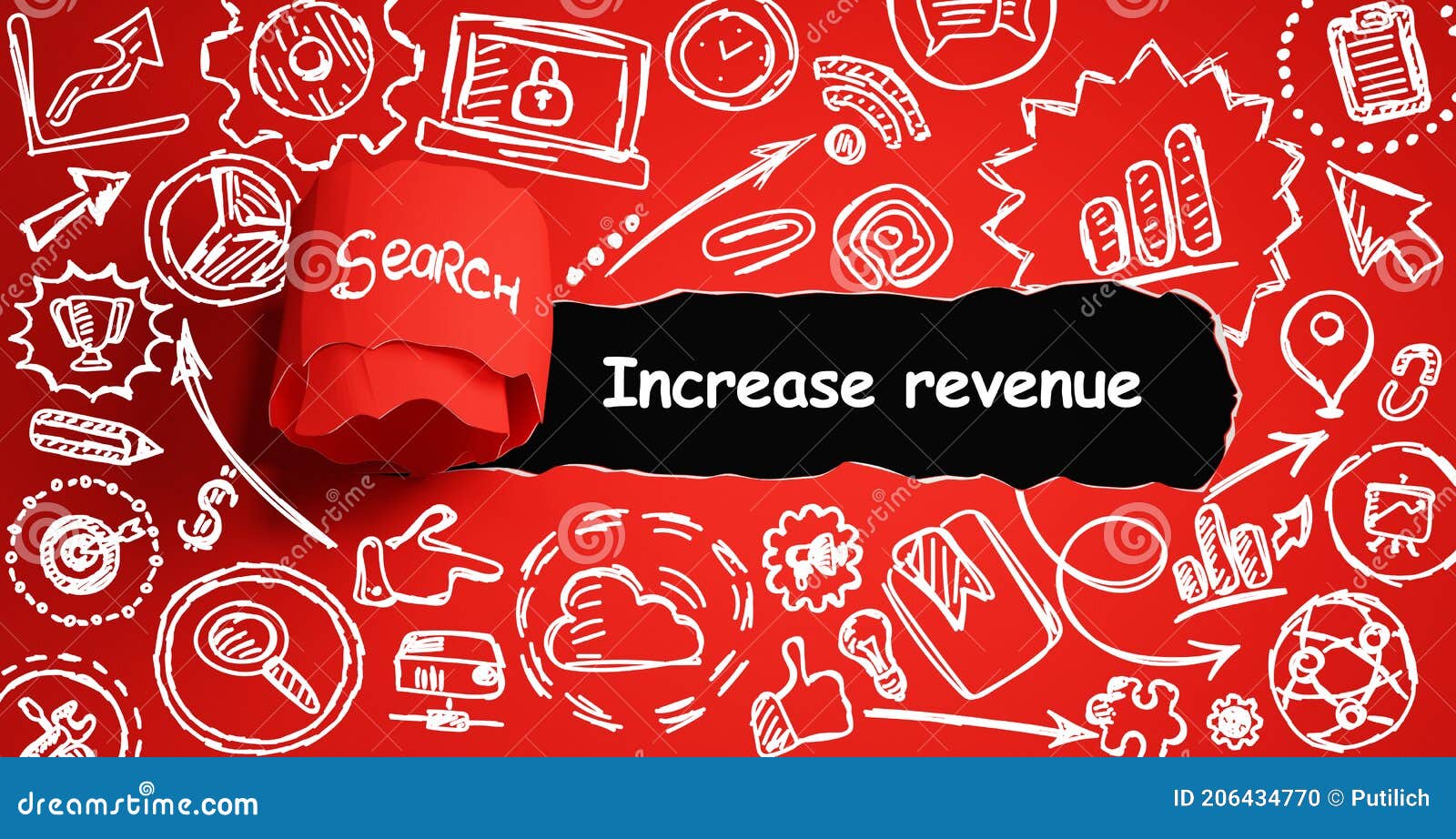 Mock Up with Torn Paper Increase Revenue Text Stock Photo - Image of ...